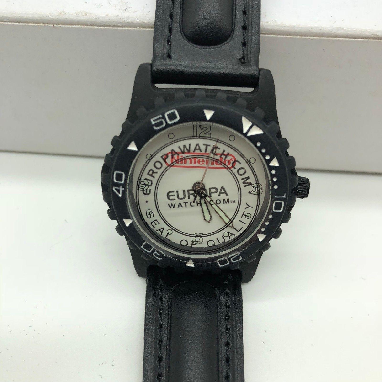 Nintendo Black Diver style watch with White dial and Red Logo By Europa