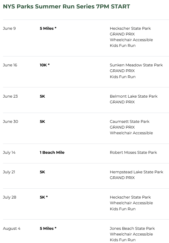 2025 NYS Parks Summer Run Series
