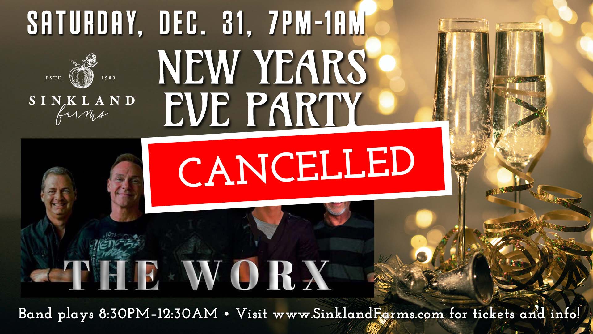 2022 New Year's Eve Party with The WORX Band at Sinkland Farms