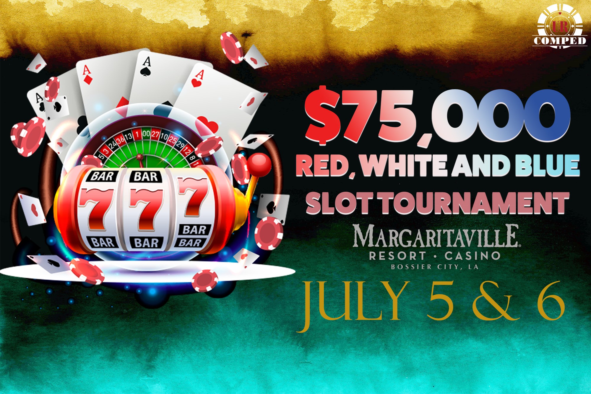 $75,000 Red, White and Blue Slot Tournament!