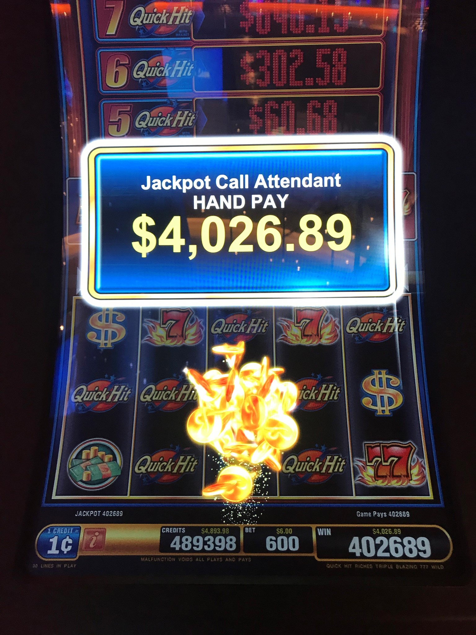 Quick Hit Triple Blazing 7S Free Games Fever Slot Machine by Bally ...