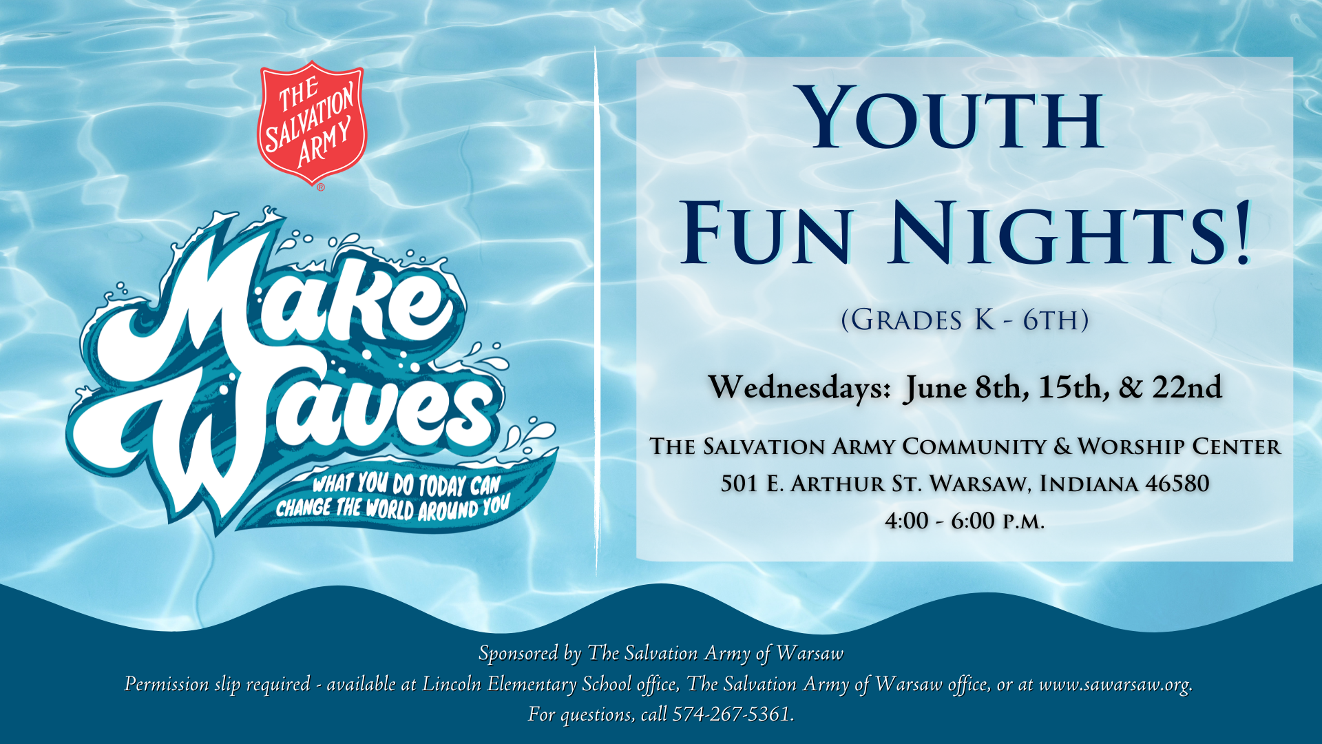 Youth Fun Nights - Make Waves! - Warsaw Salvation Army