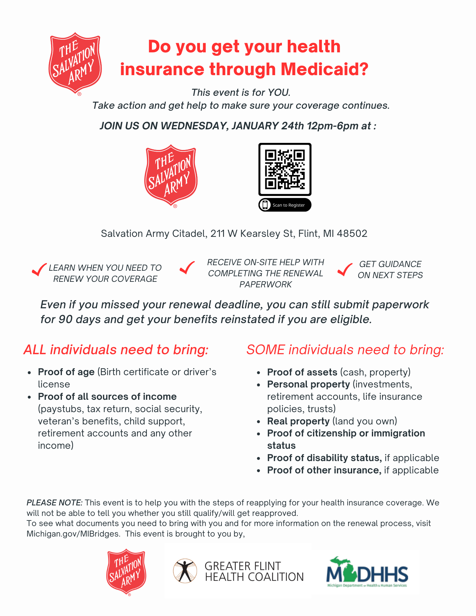 Downtown Salvation Army Medicaid Renewal Event - Flint Citadel
