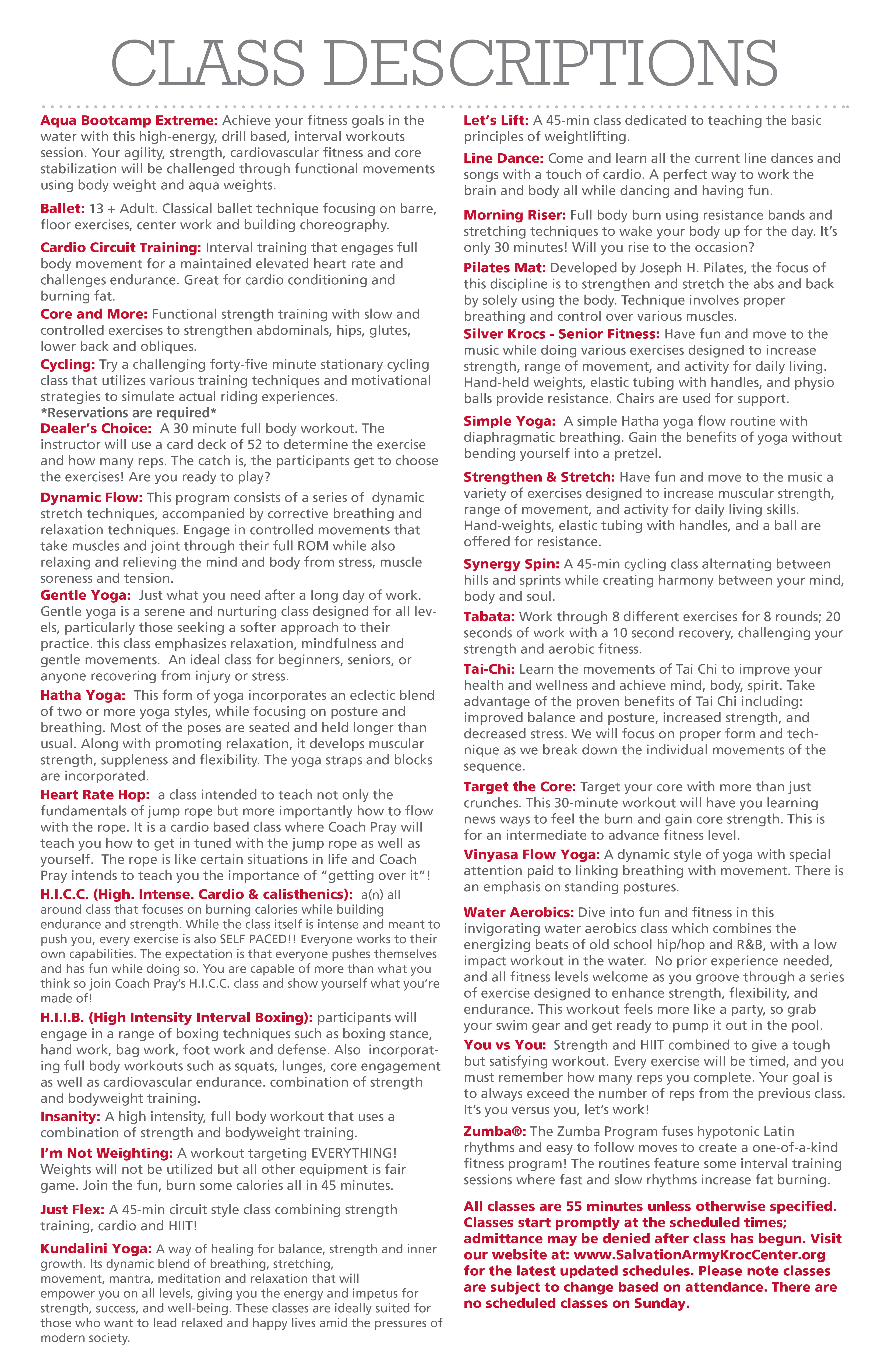 GEX Schedule - Salvation Army Philadelphia Kroc Center