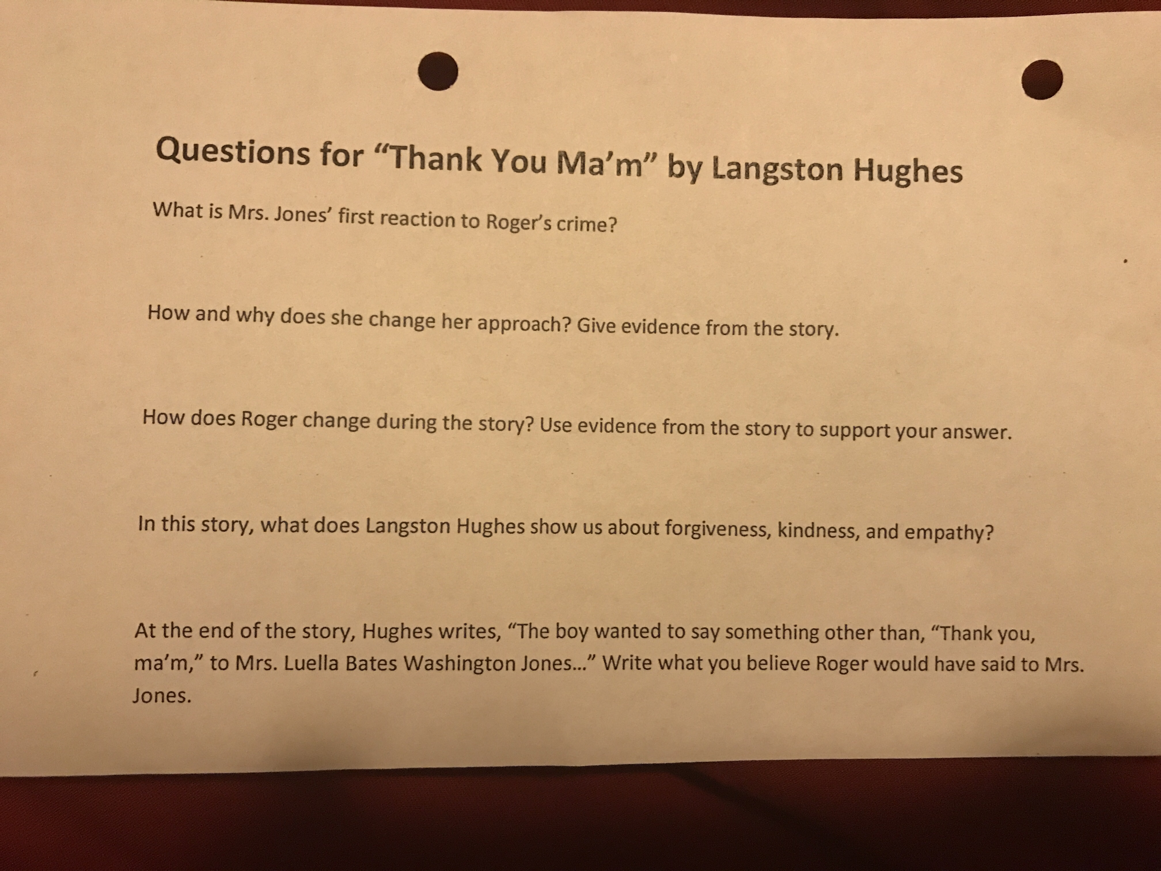 In The Story Thank You Ma am What Is Mrs Jone s Reaction To Roger s