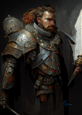 squire armor axe fantasy dnd character 5 x 7 to 8 x 10 | Youzign