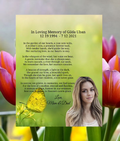funeral poem In Loving Memory of Gilda Uban final 3 | Youzign