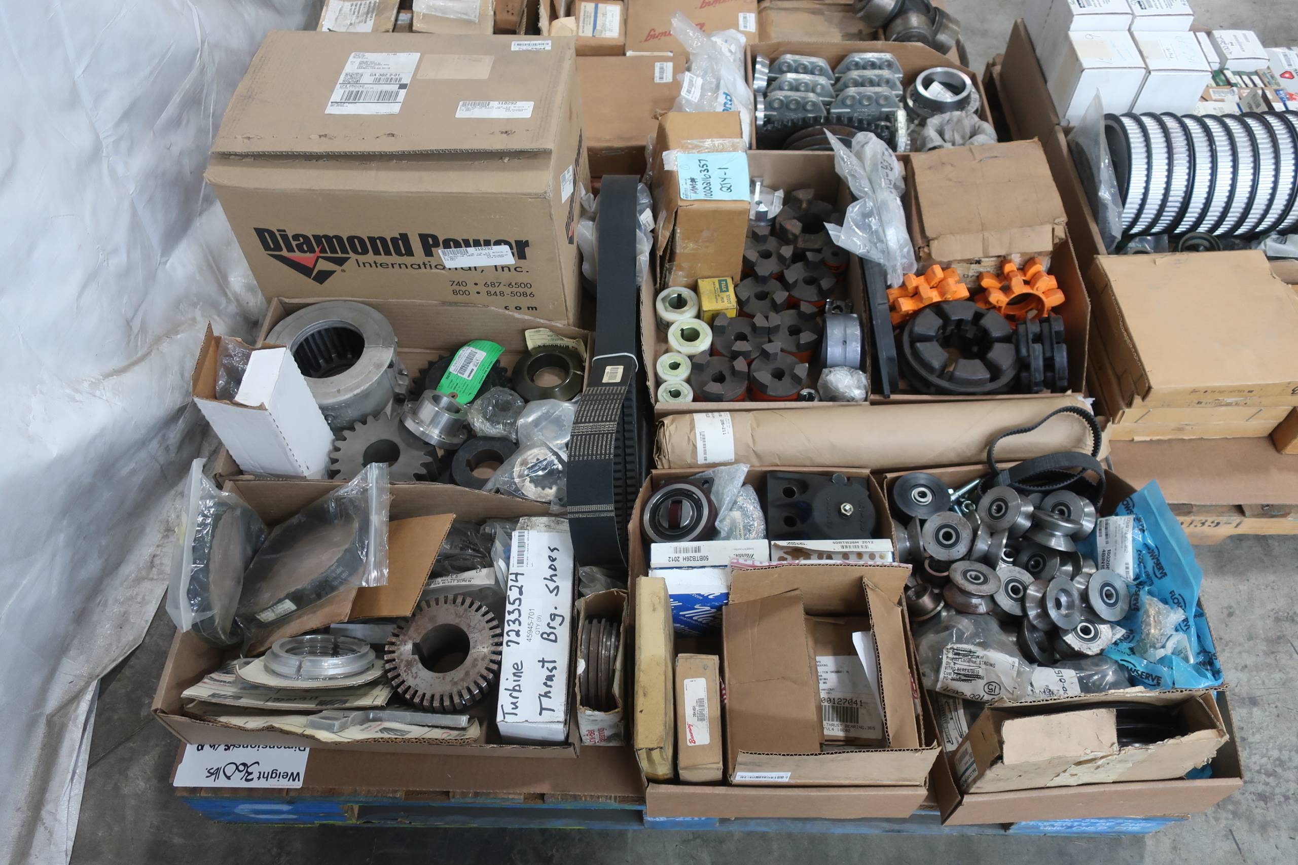 3 PALLETS OF ASSORTED POWER TRANSMISSION REPLACEMENT PARTS
