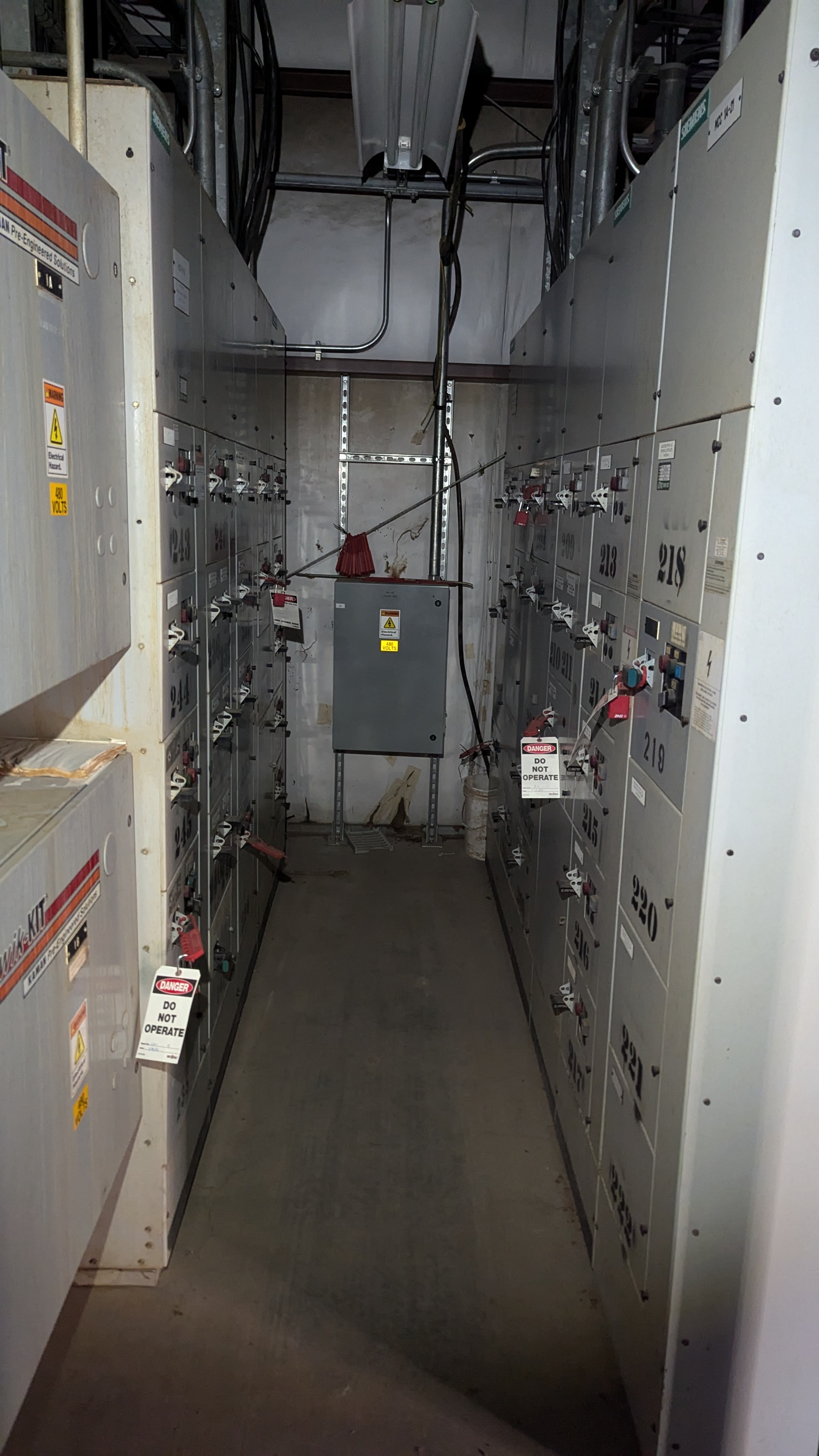 ELECTRICAL ROOM CONTAINING MOTOR CONTROL CENTERS, PANELS, TRANSFORMERS ...