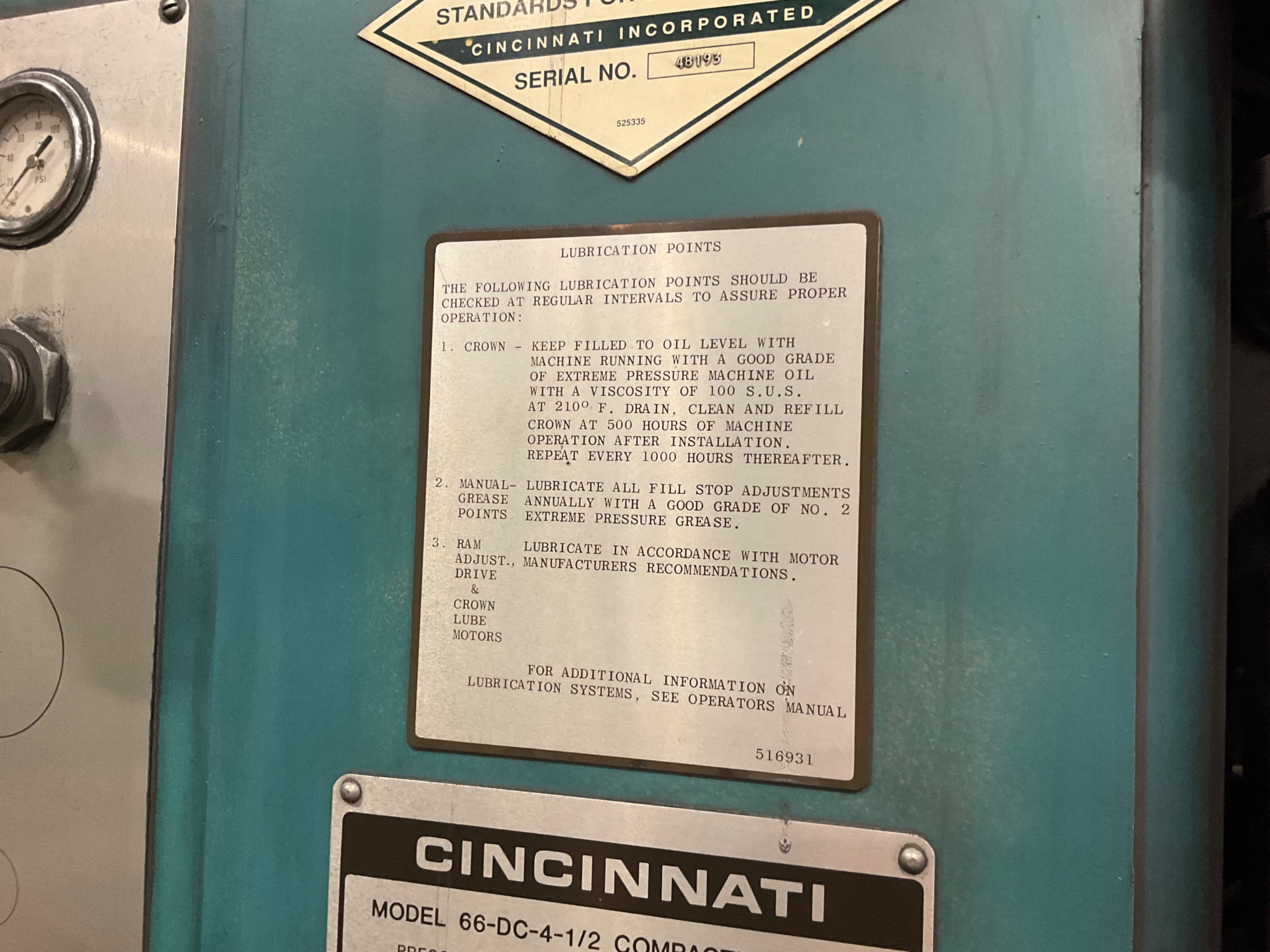 CINCINNATI 66-DC-4-1/2 COMPACTING PRESS For Sale | Aucto