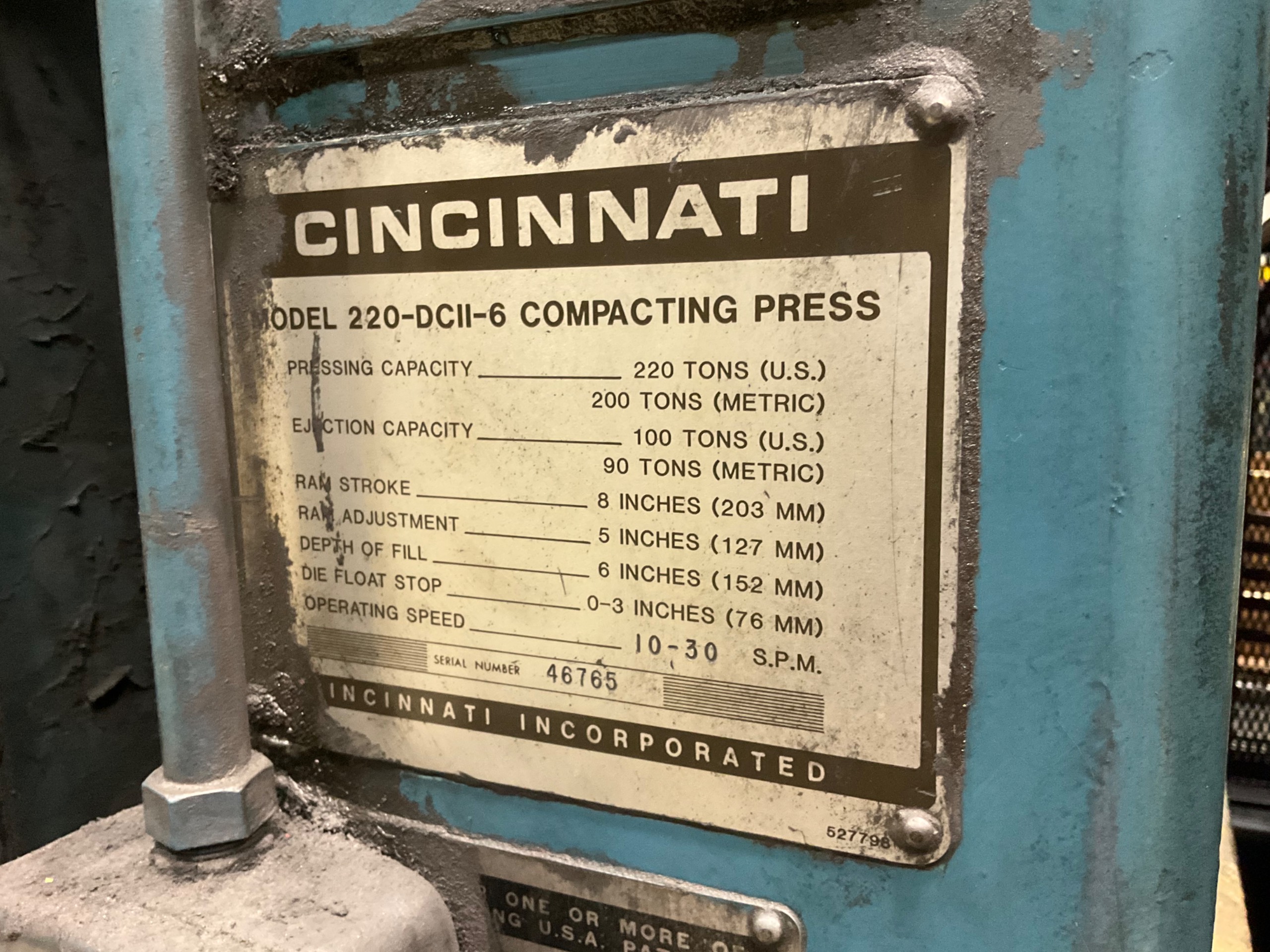 CINCINNATI 220-DCII-6 220 TON COMPACTING PRESS For Sale | Aucto