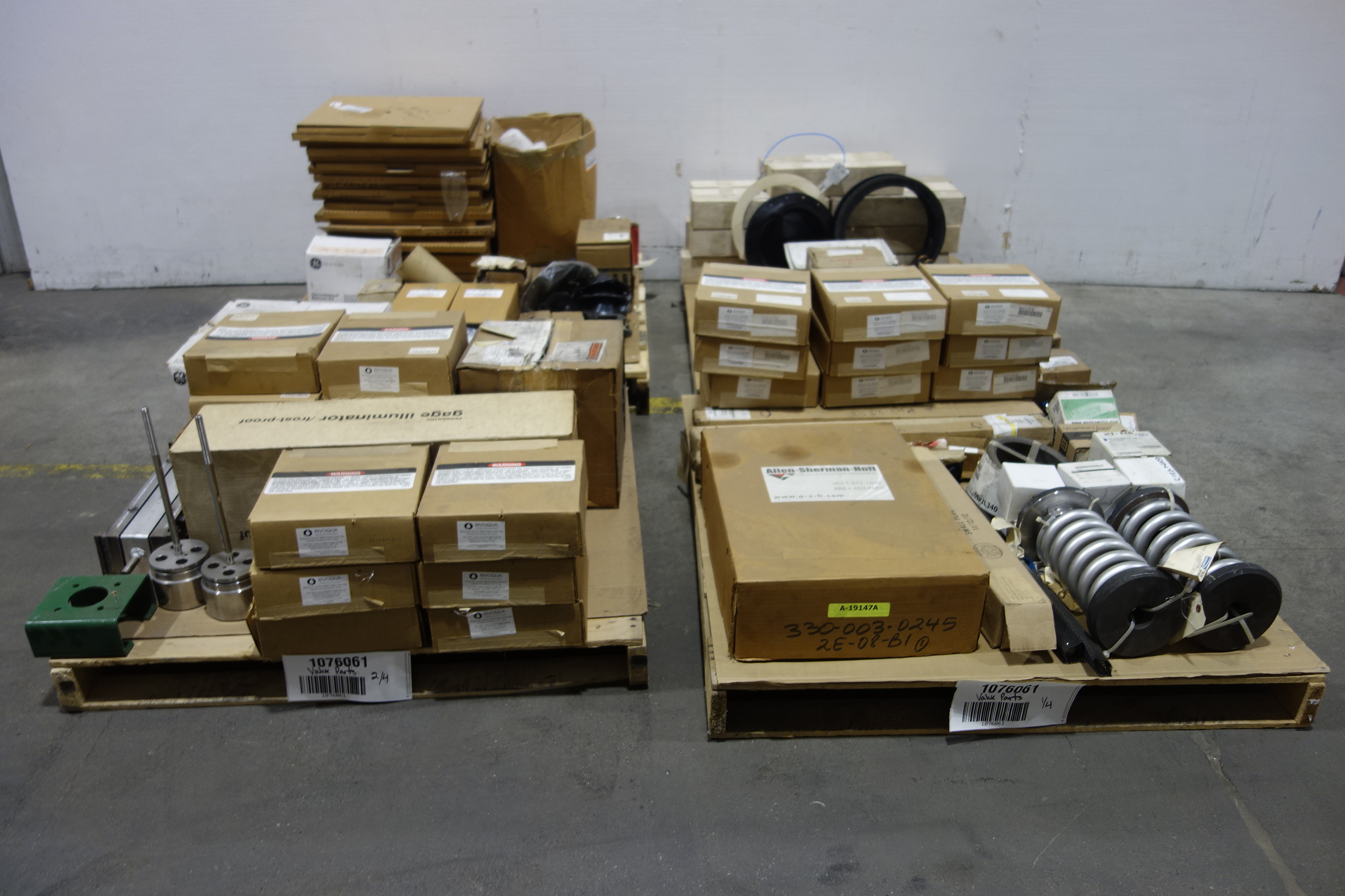 4 PALLETS OF ASSORTED VALVE PARTS AND ACCESSORIES