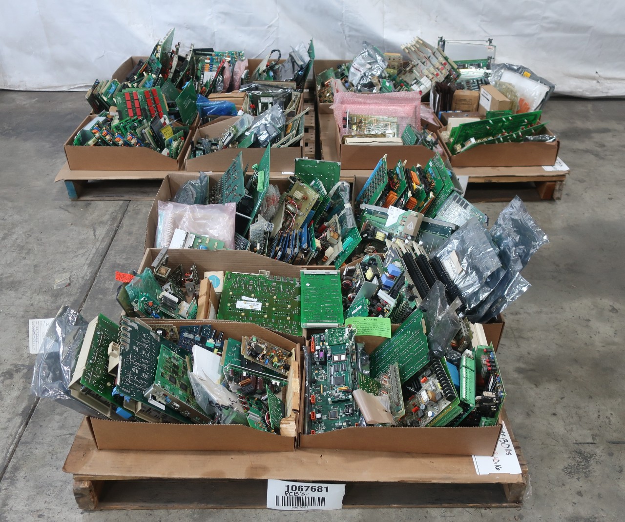 SKU 1067681 - 3 PALLETS OF ASSORTED PCB CIRCUIT BOARDS