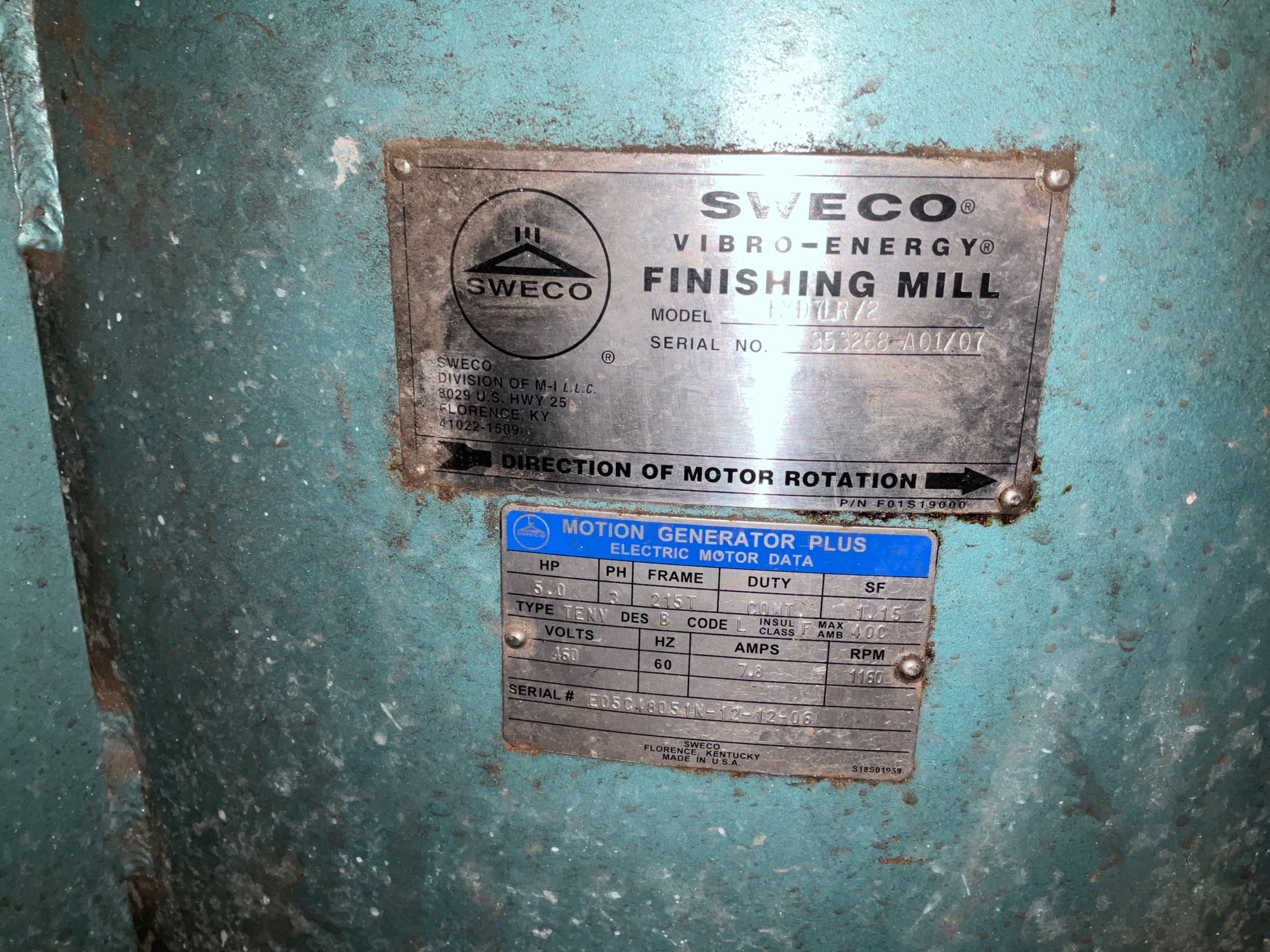 SWECO FMD7LR/2 VIBRATORY FINISHING MACHINE