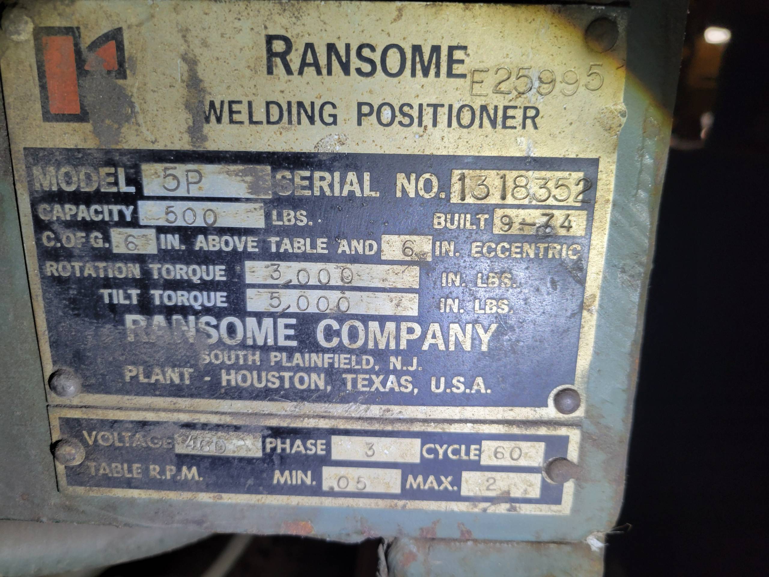 1974 RANSOME 5P WELDING POSITIONER