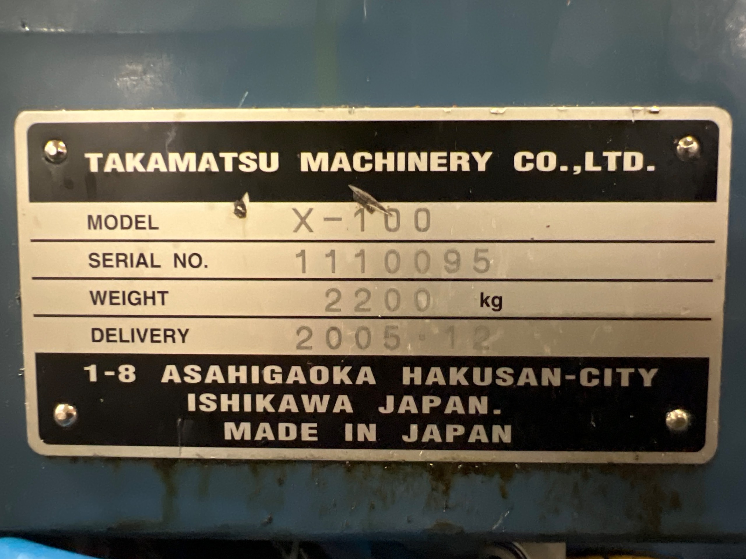 2005 TAKAMATSU X-100 CNC LATHE For Sale | Aucto