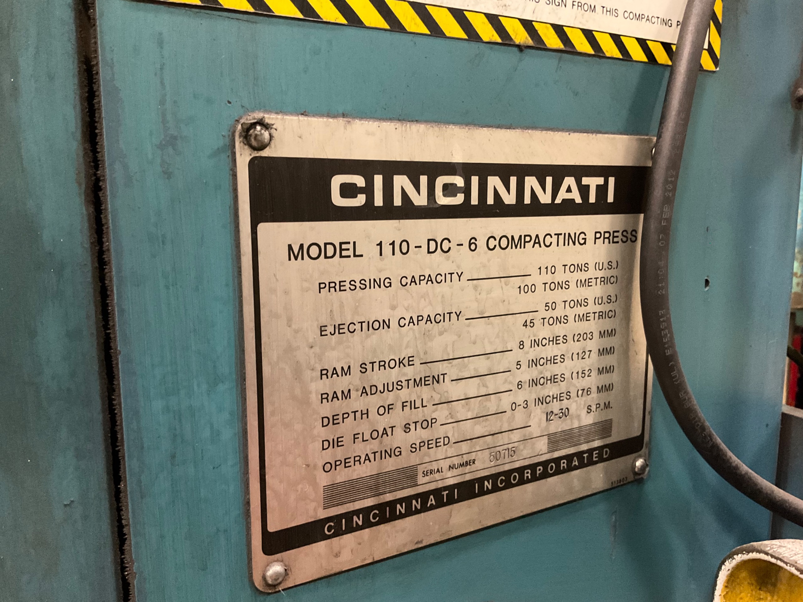 CINCINNATI 110-DC-6 110 TON COMPACTING MECHANICAL PRESS