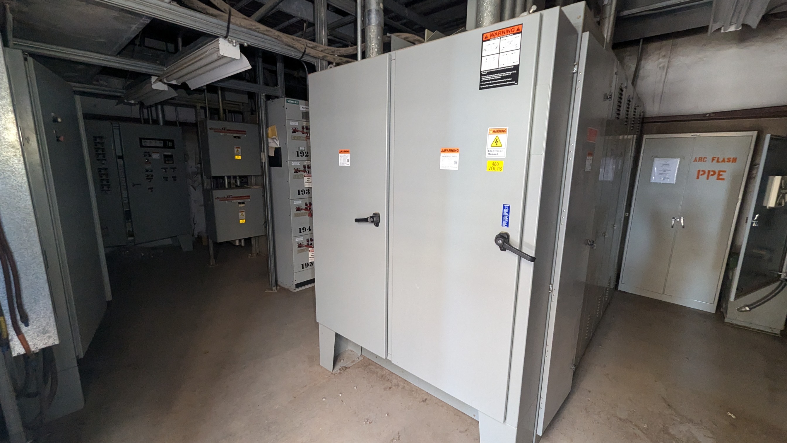 ELECTRICAL ROOM CONTAINING MOTOR CONTROL CENTERS, PANELS, TRANSFORMERS ...