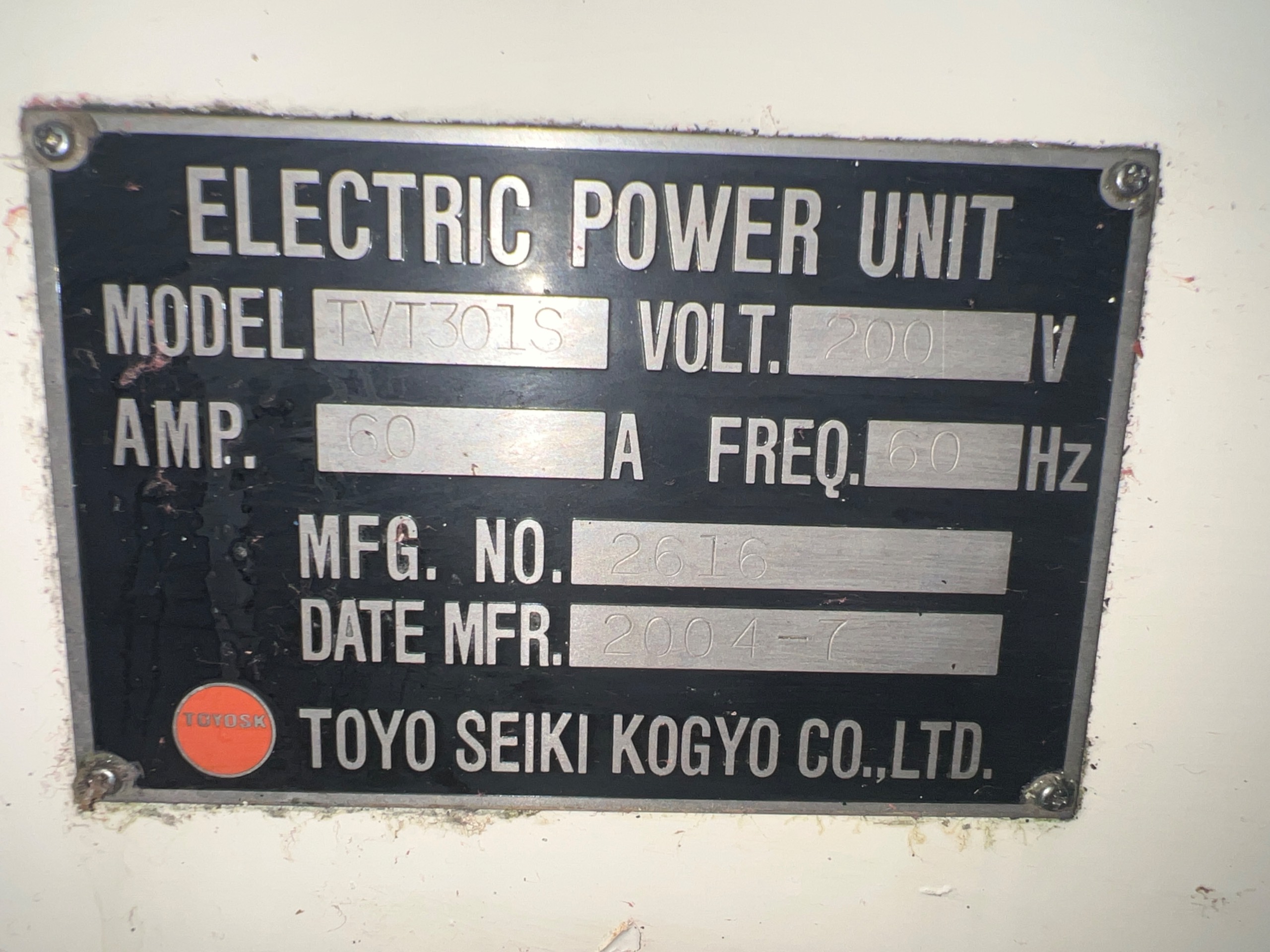 2004 TOYOSK TVT301S VERTICAL MACHINING CENTER For Sale | Aucto