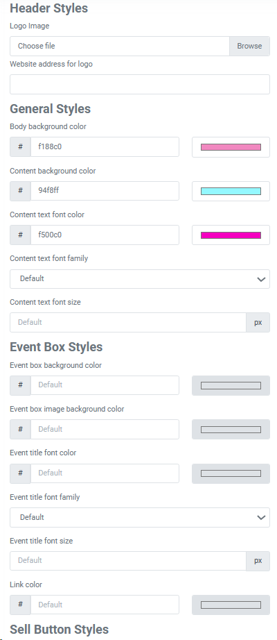 How to brand your event listing to customize fonts and button col