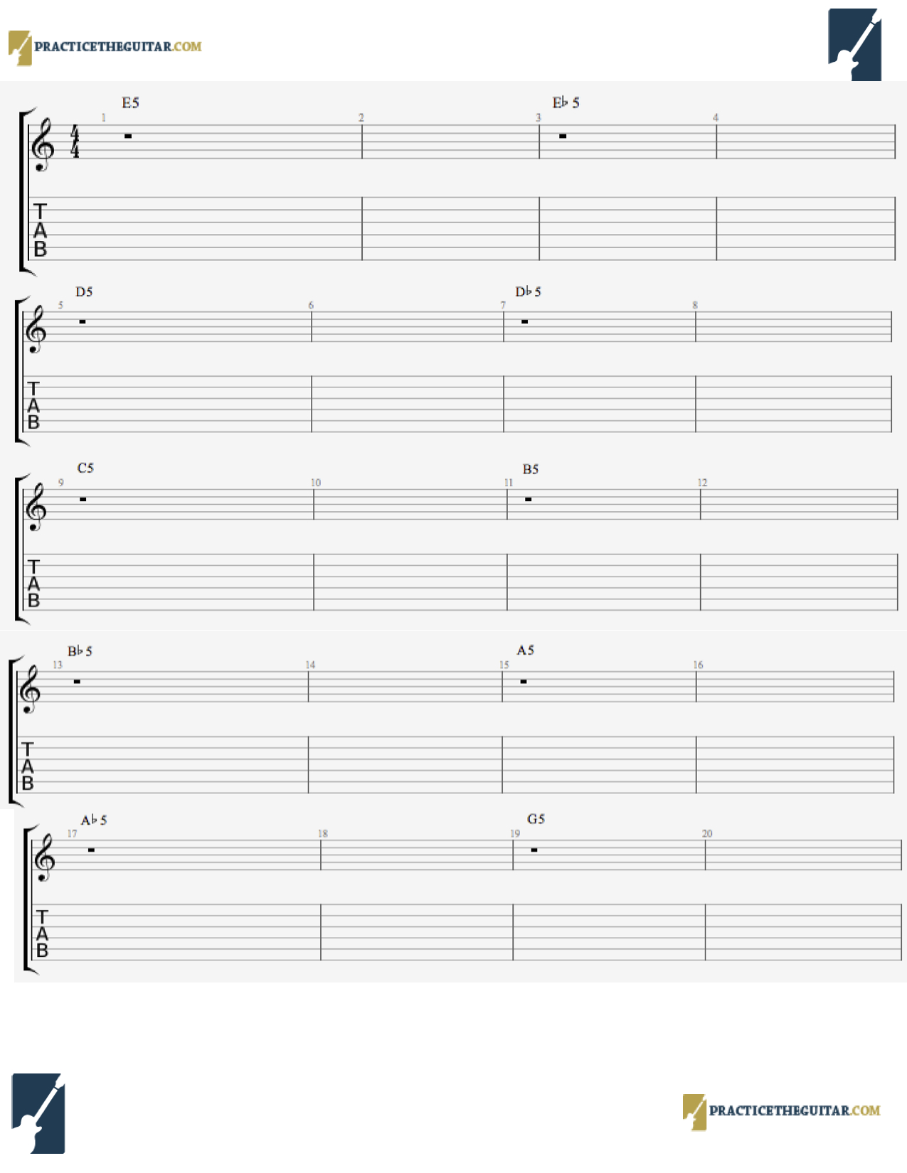 2 Bars Of 12 Keys Backing Track - PracticeTheGuitar.com