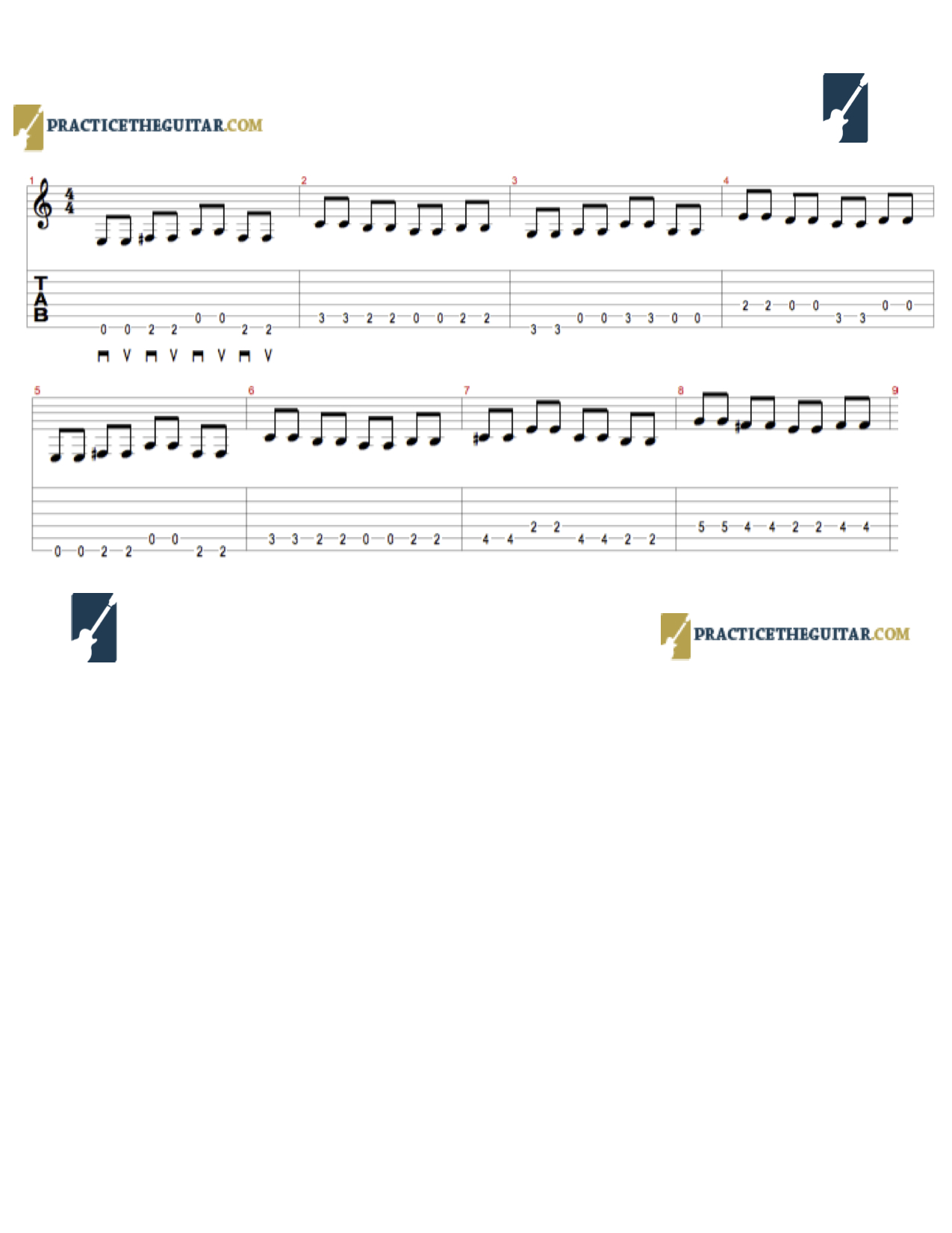 Eighth Note Exercise - PracticeTheGuitar.com