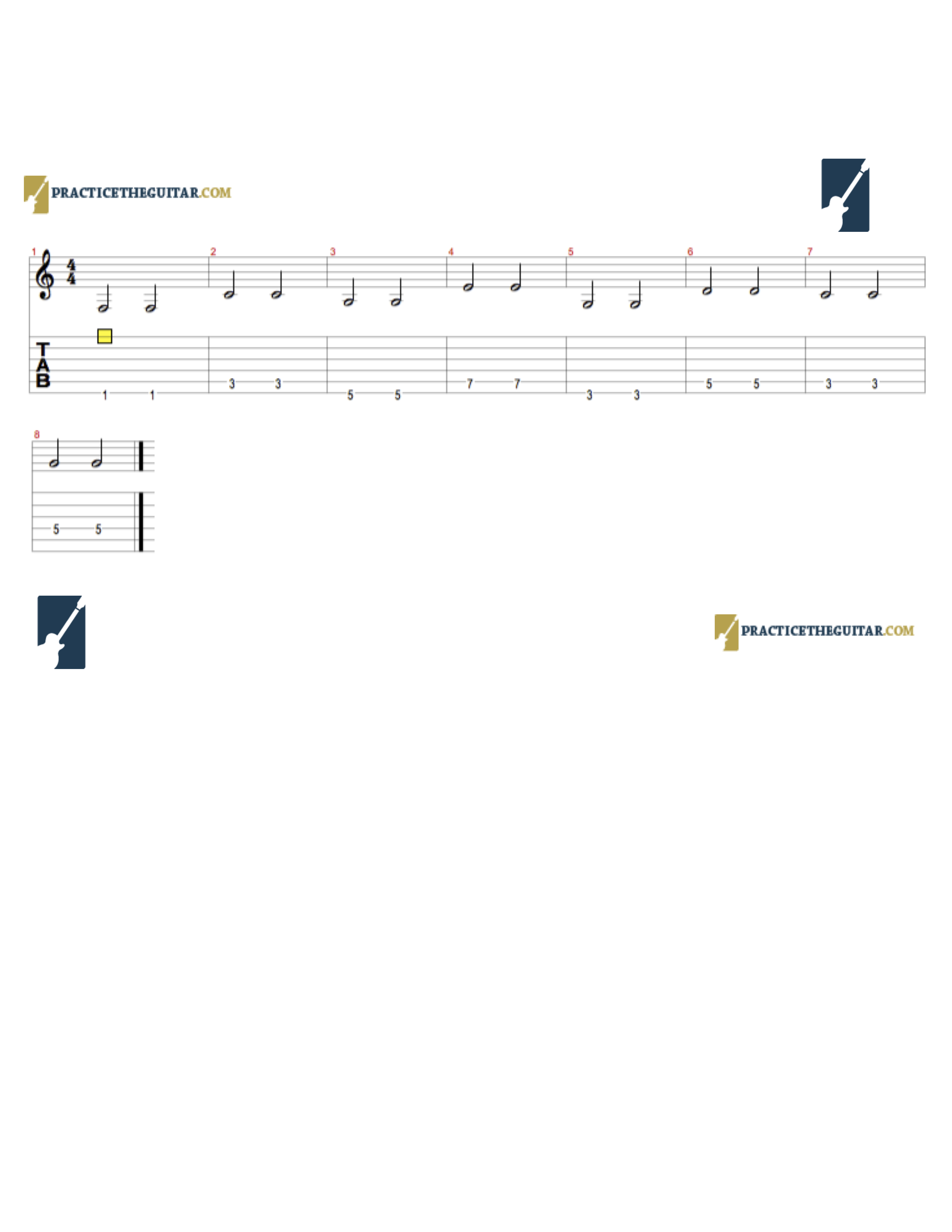 Half Note Exercise - PracticeTheGuitar.com