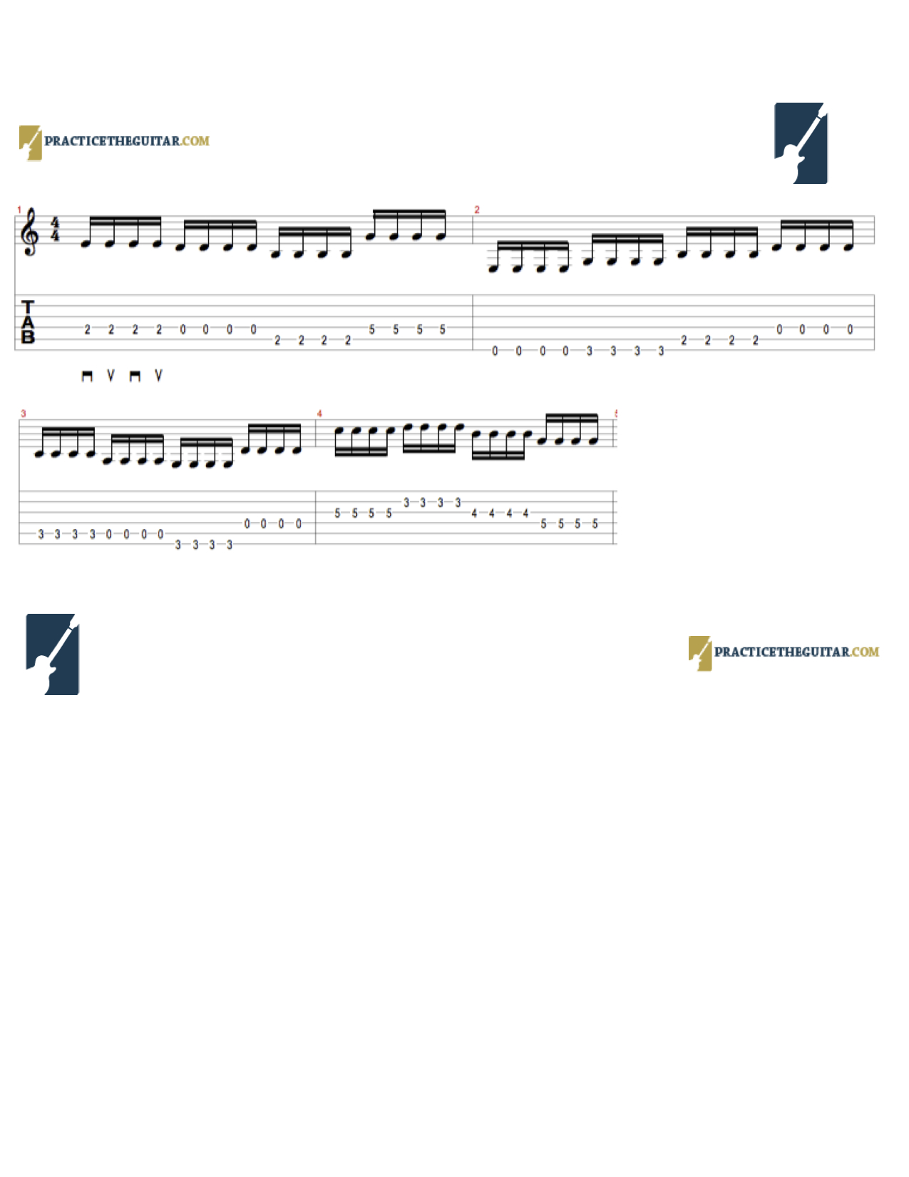 Sixteenth Note Exercise - PracticeTheGuitar.com