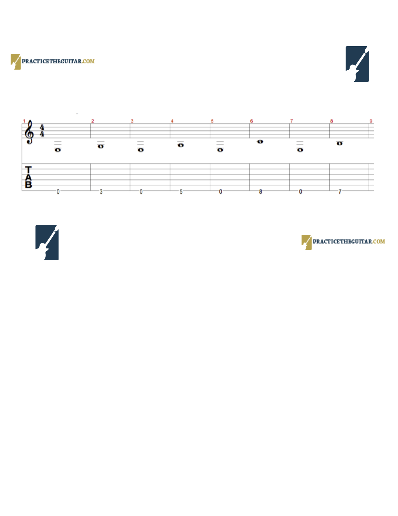 Whole Note Exercise - PracticeTheGuitar.com