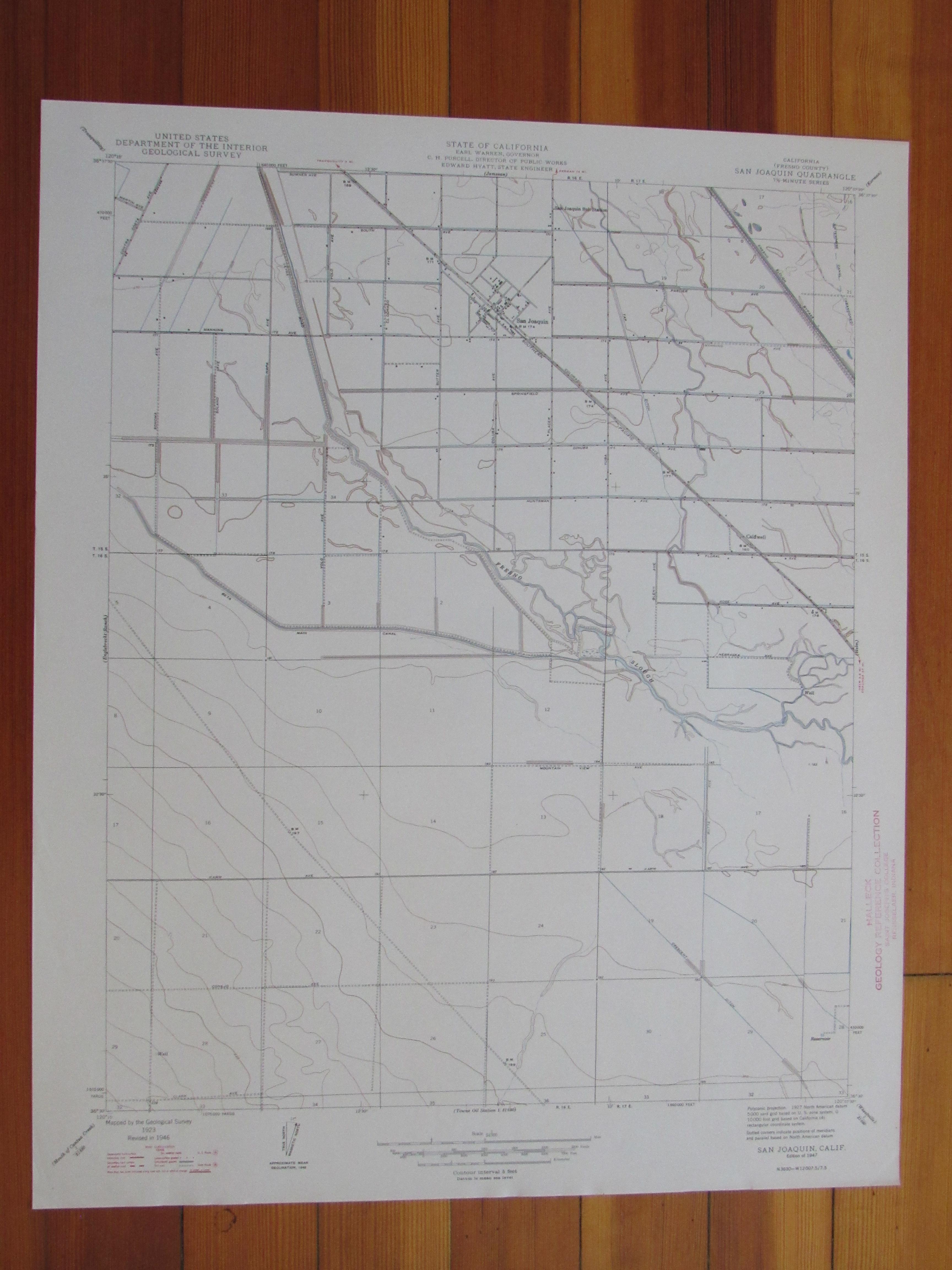 San Joaquin California 1947 Original Vintage USGS Topo Map | eBay