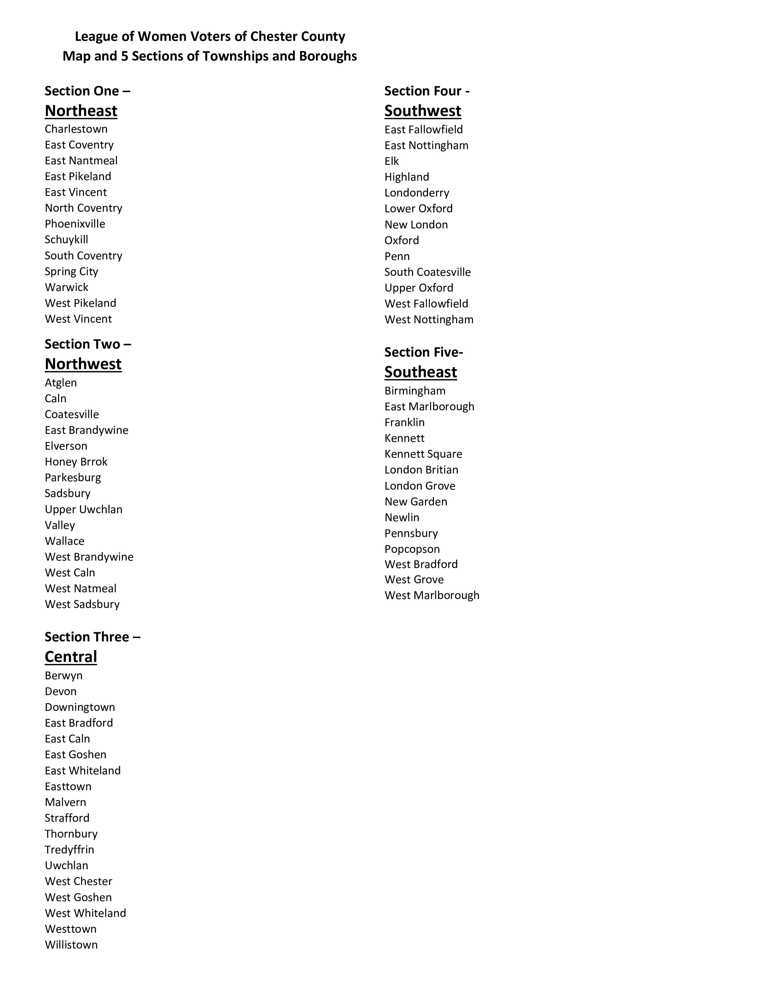 League of Women Voters - LWV of Chester County
