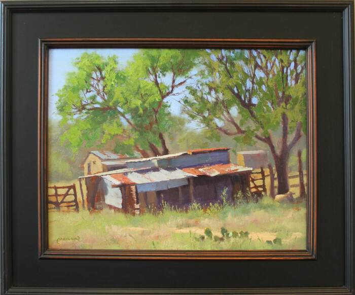 Chuck Mauldin - "Sheep Shed" - #4257 | Texas Art | Vintage Texas Paintings