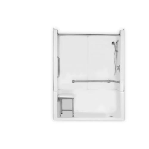 MP6032LBF SHOWER 3PC WHITE WBARS & SEAT 33IN X 59-3/4IN X 77-1/2IN LFT ...