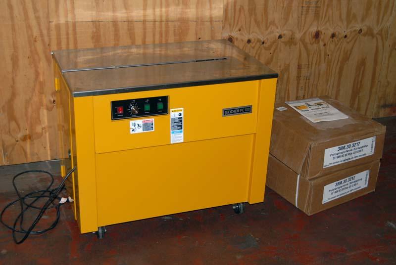Lot #48: Polychem Semi-Automatic Strapping Machine PC100 w/ Two Boxes ...