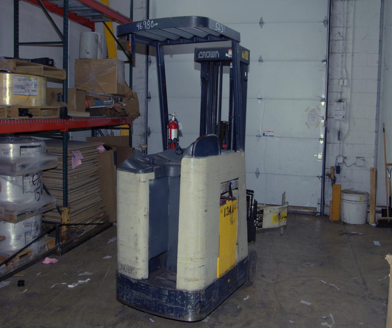 Lot #13: Crown RC-3000 series 1600 lb electric lift truck. Paper roll ...