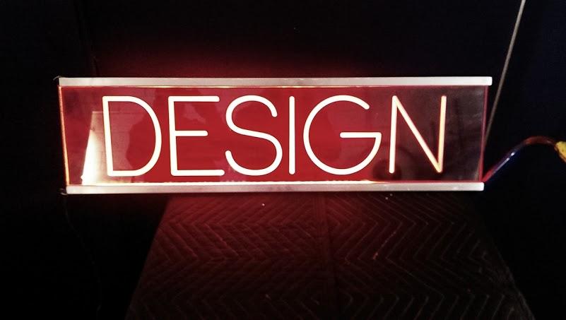 Lot #57: Etched Glass LED Edge Lit "Design" Sign - WireBids