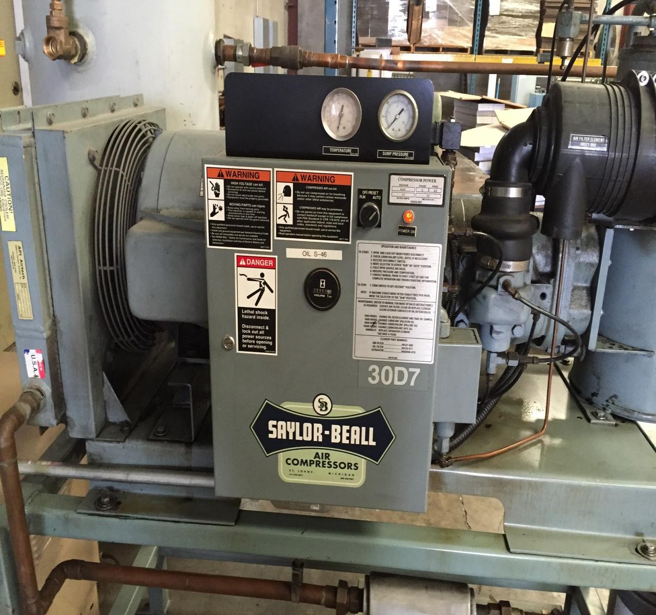 Lot #21: Saylor-Beall RSD-30 (30HP) Industrial Air Compressor with ...