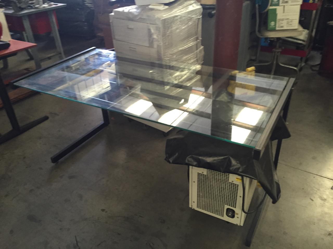 Lot #70: Glass Top Metal Frame Computer Desk - WireBids