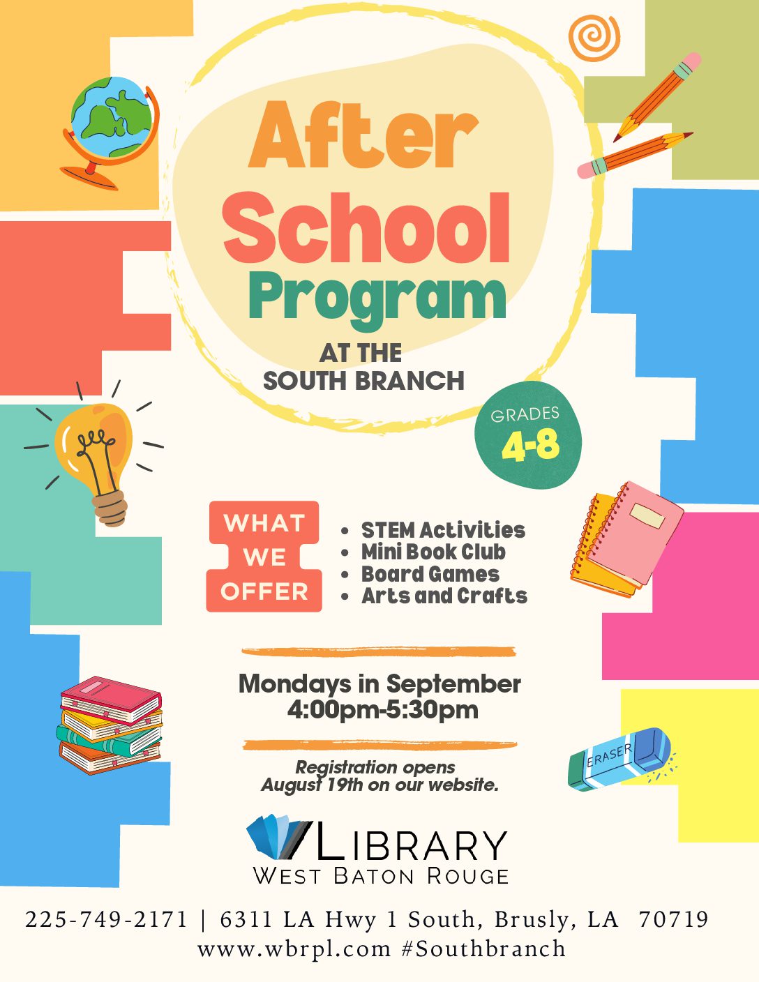 Events from September 30th – October 15th – West Baton Rouge Parish Library