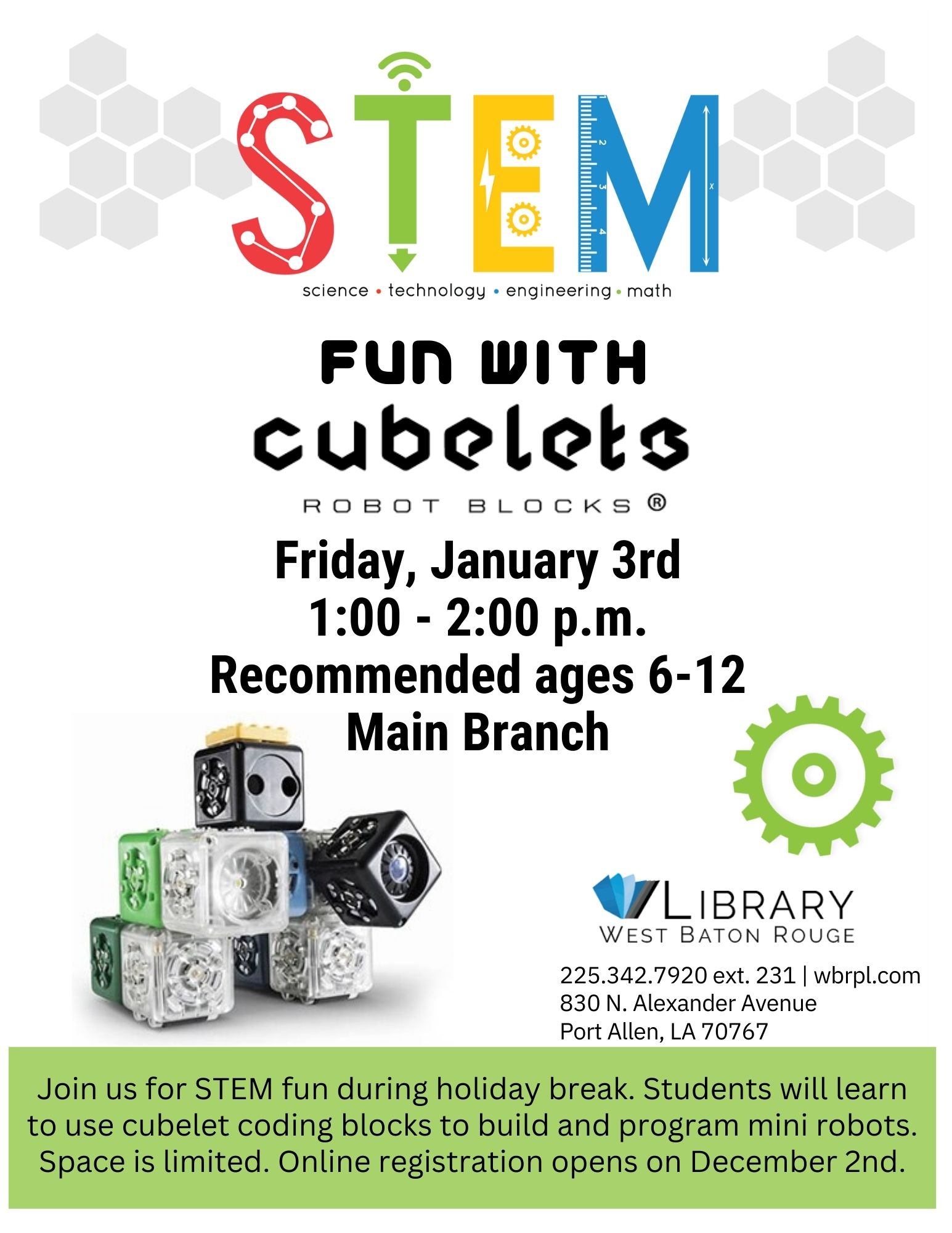 Events from December 12th – January 7, 2025 – Page 2 – West Baton Rouge Parish Library