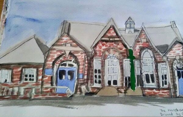 March Community Centre - Water colour and pen on paper