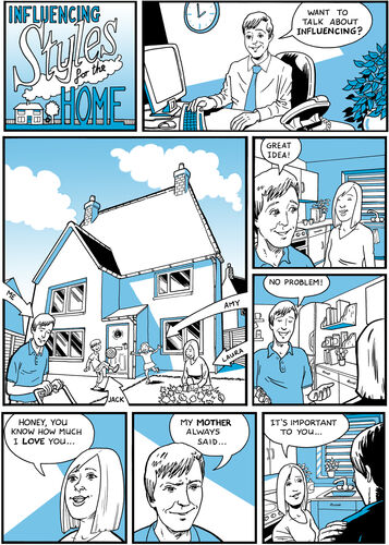 Corporate comic strip page 1 - ink, digital