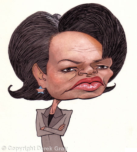 Condoleezza Rice - pen & ink, watercolour