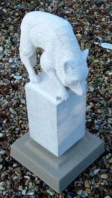 Wolf upon ball finial - Reclaimed stone