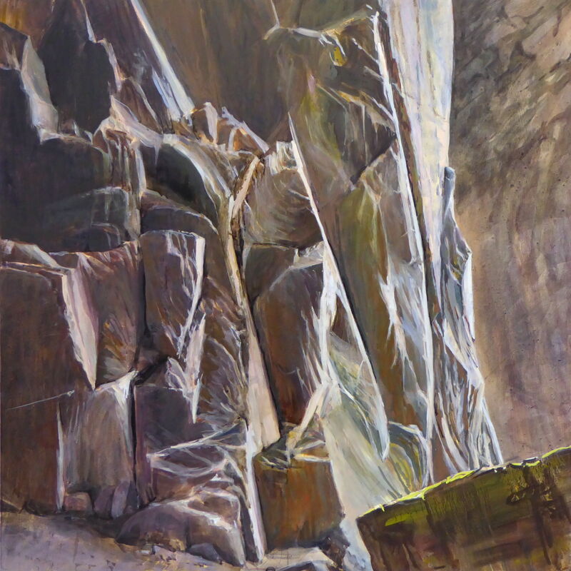 Slate pillar, Cathedral Quarry - oils on aluminium