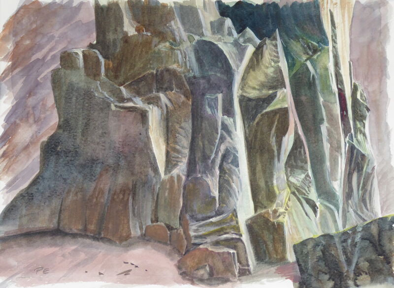 Slate pillar study, Cathedral Quarry - watercolour