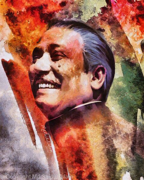 A digital portrait of the Father of the Nation, Bangabandhu Sheikh ...
