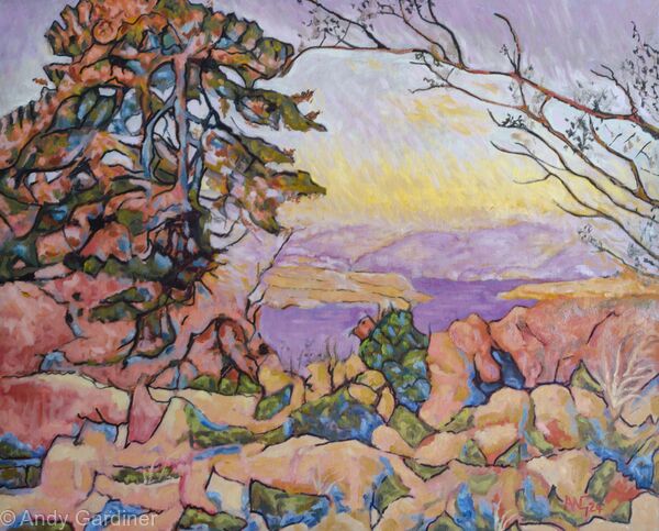 Wimbleball Lake, Exmoor. - Oil on Canvas Board