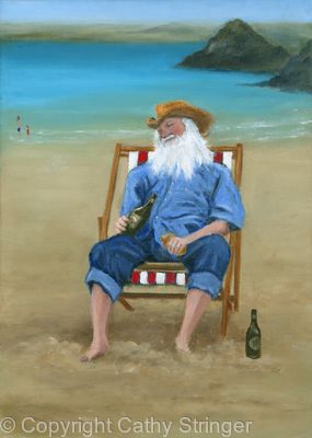 Mac In deck chair - Mounted Giclee Print