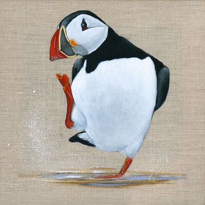 Puffin Dancing - Giclee Mounted Print